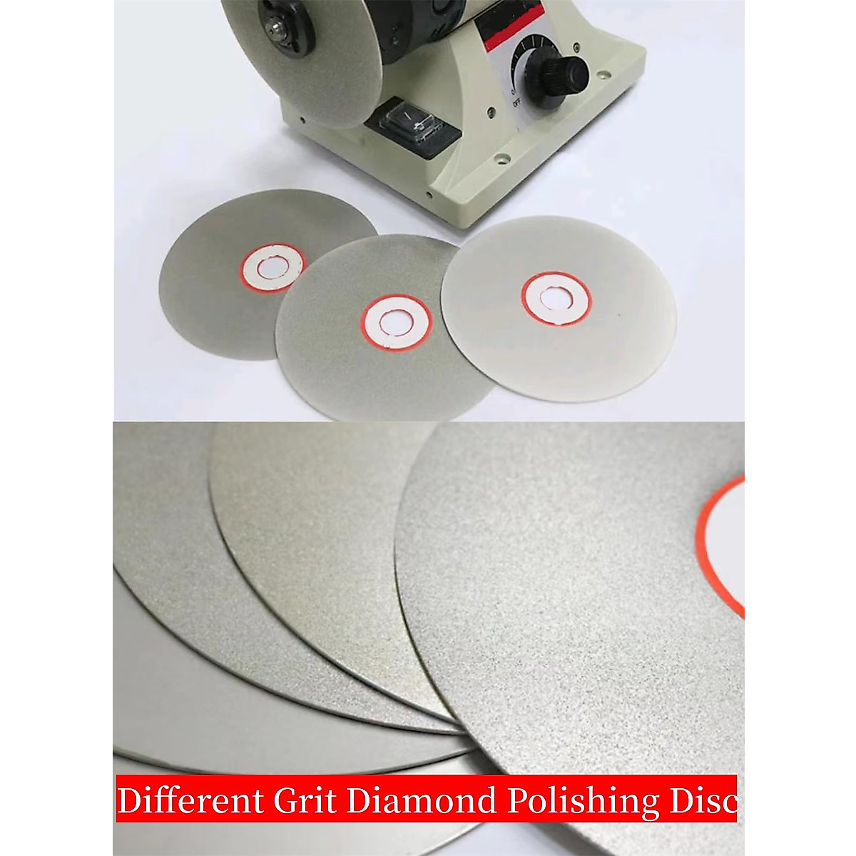 ENLAYER 5PCS Diamond Polishing Disc Set 8" x 1/2", Diamond Flat Lap 60/260/600/1200/2500 Grit Wheel Lapping Grinding Disc Tool for Cutting or Sanding Stone and Glass