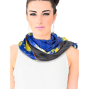 Dahlia Women's 100% Luxury Long Silk Scarf - Van Gogh Starry Night