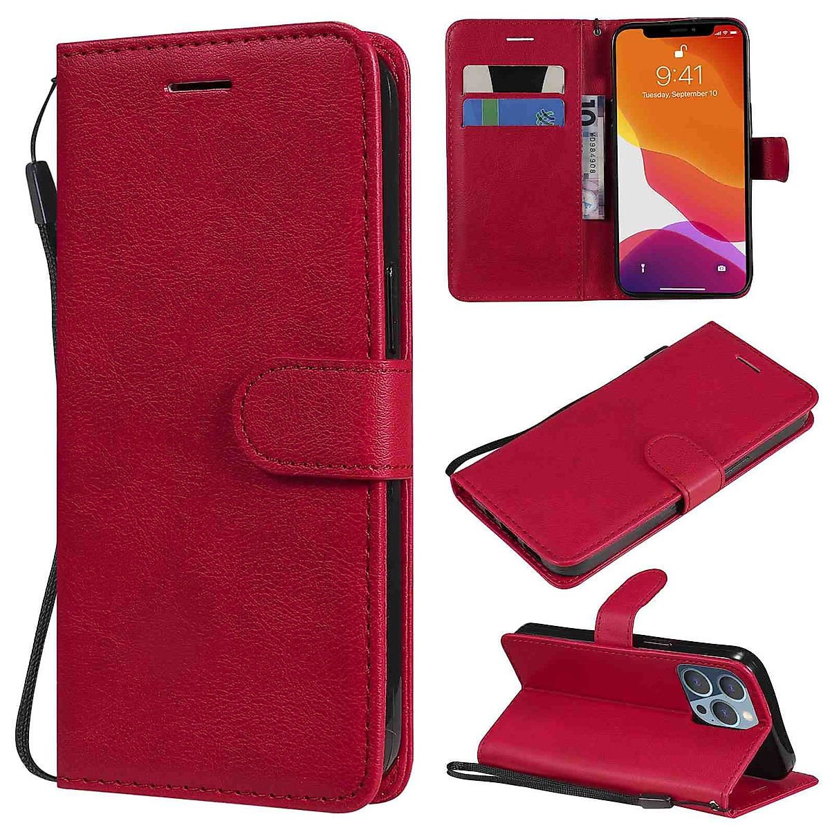 Fansipro Phone Cover Wallet Folio Case for LG V20 Mini, Premium PU Leather Slim Fit Cover for V20 Mini, 2 Card Slots, Super Fitting, Red
