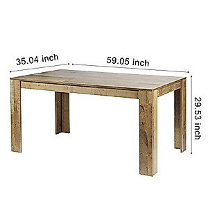 GIA Home Series 5pcs Modern Dining Set Include Rectangle 59"X35"X29.53" Mixed Oak Wooland Table and Four Plastic Chairs, Set of 5, Black/Golden