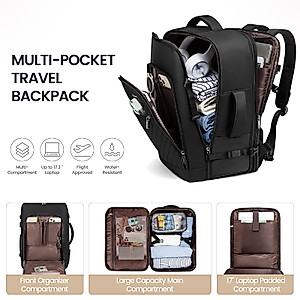 LOVEVOOK Travel Backpack,Carry On Backpack Flight Approved with Toiletry Bag,Expandable Large Laptop Backpack Women Waterproof Backpack Fit 17.3 Inch with USB Charging Port Shoes Compartment
