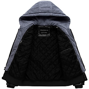 CREATMO US Men's Faux Leather Jacket Vintage Motorcycle Jacket Classic Biker Jacket Black L