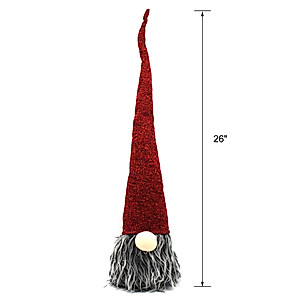 CVHOMEDECO. Handmade Swedish Gnome Plush Figurines Swedish Tomte for Home Décor, Winter Ornaments, Christmas and Holiday Party Decorations, 26 Inches, Red Hat