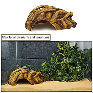Cosyall Reptile Hide Resin Tree Stump Snake Hide and Cave Hideout Terrarium Habitat Reptile Tank Accessories Decor Leopard Gecko Habitat Shelter for Lizard Spider Frog Amphibians Medium