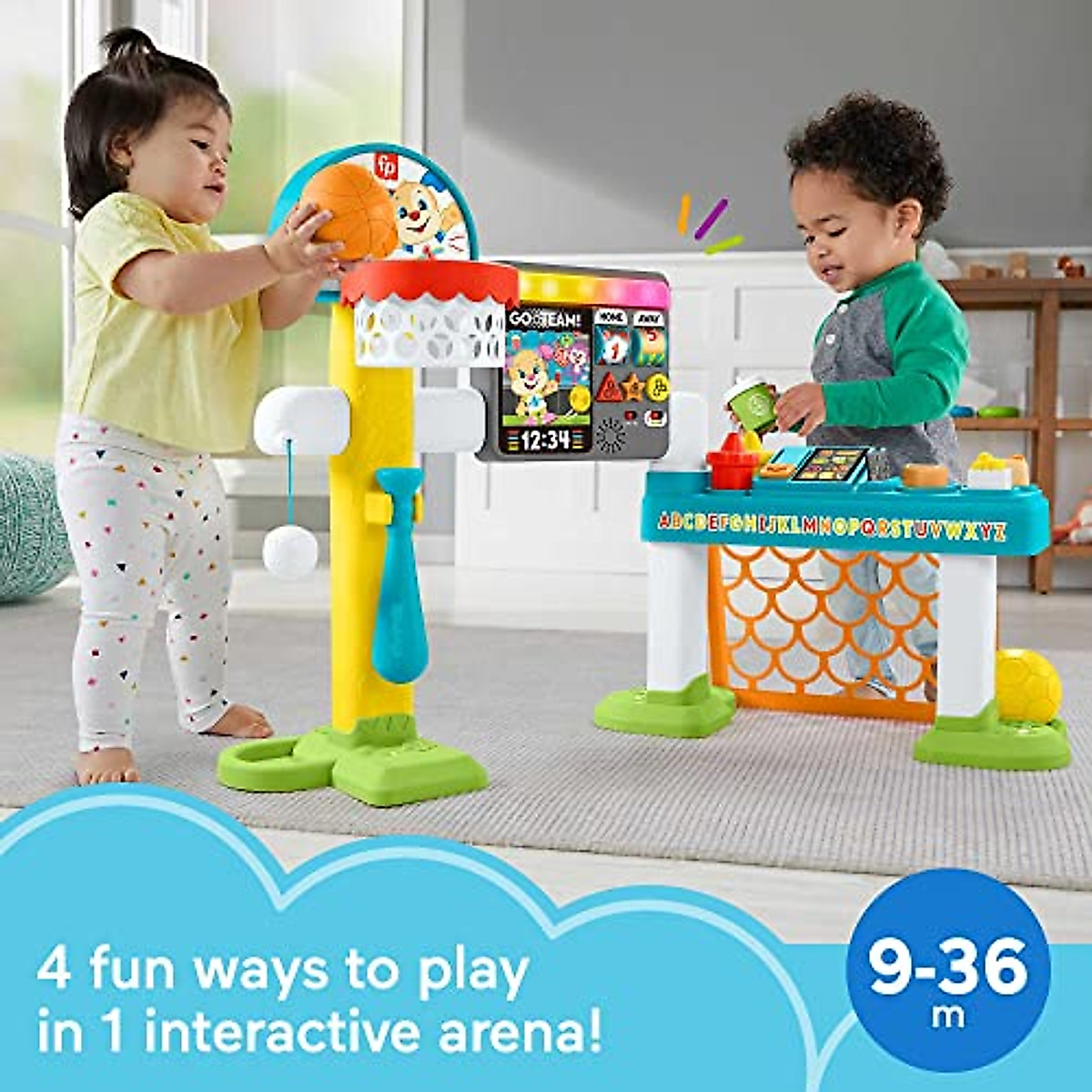 Fisher-Price Laugh & Learn Toddler Learning Toy, 4-In-1 Game Experience Sports Activity Center With Smart Stages For Ages 9+ Months
