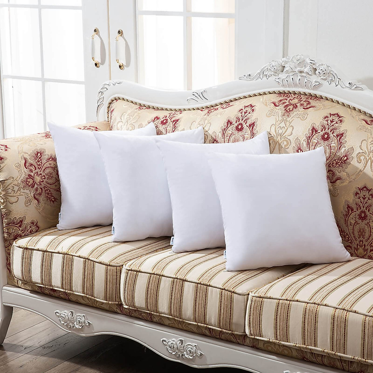 4 Pack Waterproof Down Feather Proof Pillow Protectors with Zipper 20x20 Zippered Pillow Covers for Square Throw Pillow