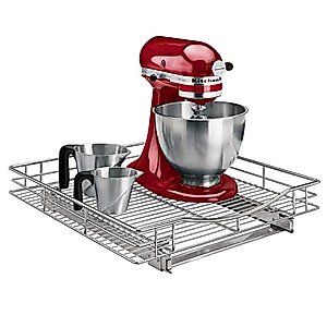 LYNK PROFESSIONAL® Pull Out Cabinet Organizer - Lifetime Limited Warranty - Slide Out Drawers for Kitchen Cabinets - Sliding Pantry Shelves - Roll Out Shelf Storage for Pots, Pans - 20"W x 21"D Chrome
