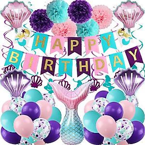 Mermaid Party Supplies Mermaid Birthday Party Decorations for Girl's Birthday Party and Baby Shower Party Decoration