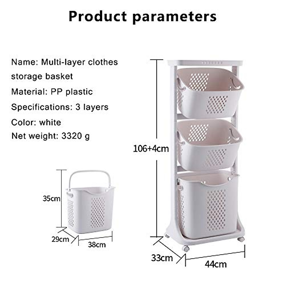 Bretoes Laundry Basket Bathroom Multi-layer Clothes Storage Basket Household Bathroom Simple Storage Shelf Kitchen Shelf Fruit Stand