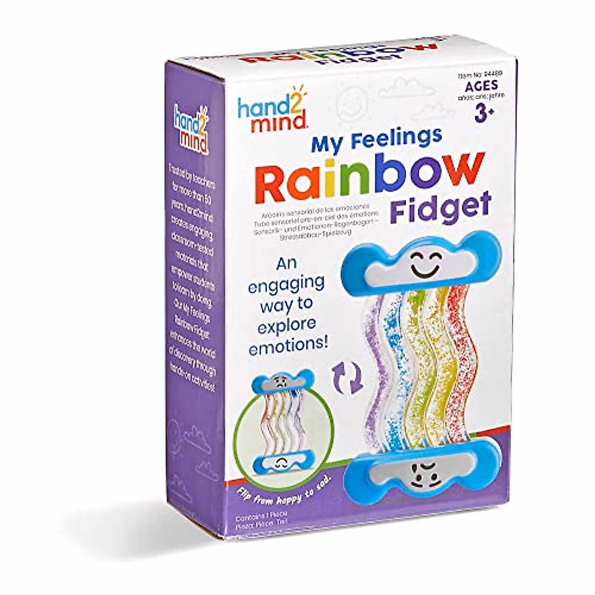 hand2mind My Feelings Rainbow Fidget Tube, Visual Sensory Toys, Play Therapy Toys, Comfort Items for Anxiety, Mindfulness for Kids, Social Emotional Learning Activities, Calm Down Corner Supplies