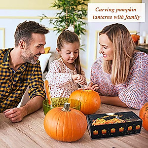 Halloween Pumpkin Carving Kit, 11 Pieces Pumpkin Carving Tools Sets with 12 Pumpkin LED Candles Lights, Professional Heavy Duty Stainless Steel Pumpkin Cutting Knife Supplies for Halloween Decoration