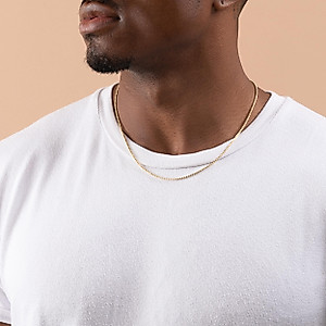 PORI JEWELERS 14K Gold 2.5MM Cuban/Curb Chain Necklace - Made In Italy - (2.5MM, Yellow, 22)