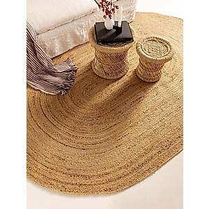 VDS Pack of 1, Oval Hand Woven Braided Jute Area Rug 2x4 feet, Natural Reversible Rug for Home Decor, Living Room, Kitchen, Entryway Rug, Door Mat, Farmhouse Rustic Boho Accent Rug (2'x4')