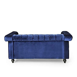 Christopher Knight Home Brinkhaven Love Seats, Midnight Blue + Dark Brown