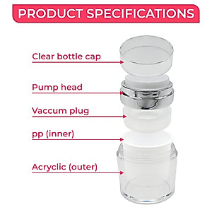 BRONZ 3 Pcs Airless Pump Jar, 0.5/1.0/1.7 Oz Refillable Moisturizer Container Vacuum Bottle with Lid, Travel Size Leak Proof Empty Container with Moisturizer Pump Dispenser for Makeup Lotion