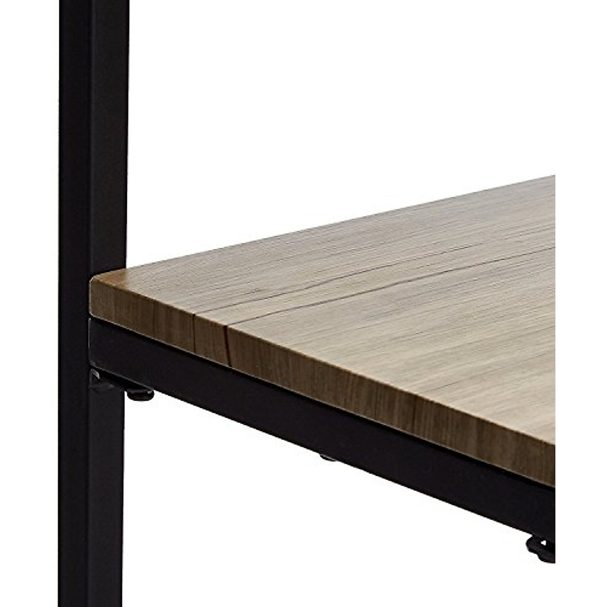 Kings Brand Furniture Grey Finish Wood & Black Metal 4 Tier Shelf Storage Bookcase