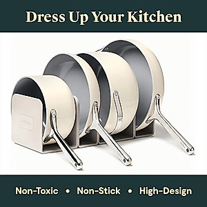 Caraway Nonstick Ceramic Cookware Set (12 Piece) Pots, Pans, 3 Lids and Kitchen Storage - Non Toxic, PTFE & PFOA Free - Oven Safe & Compatible with All Stovetops (Gas, Electric & Induction) - Cream