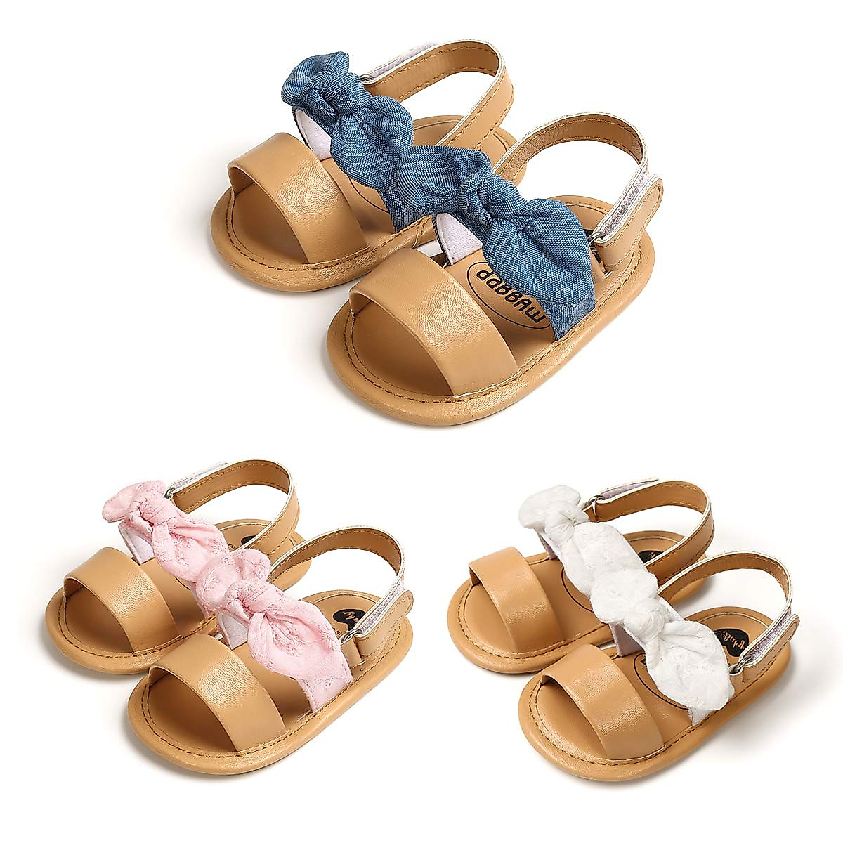 Ohwawadi Baby Girls Sandals Wedding Dress Mary Jane Flats Bowknot Princess Infant Shoes Soft Summer Newborn Crib Shoes First Walkers Prewalker Shoe