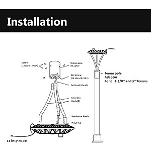 rgbylediison 100W LED Post Top Pole Lights, DLC/ETL Listed 14000Lm 5000K LED Circular Area Pole lamp ，IP65 Waterproof Outdoor Fixture Parking lot Light Pathway Lamp Top Yard Light Street Pole Light