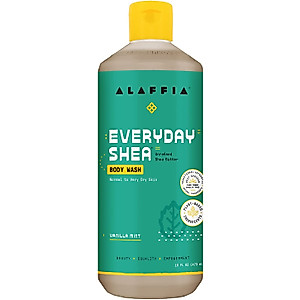Alaffia Everyday Shea Body Wash, Naturally Helps Moisturize and Cleanse Without Stripping Natural Oils with Fair Trade Shea Butter, Neem, and Coconut Oil, Vanilla Mint, 2 Pack - 16 Fl Oz Ea