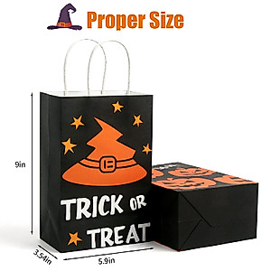 STEFORD Halloween Paper Treat Bags,24PCS Black Series Halloween Trick or Treat Candy Gift Goodies Tote Bags with Handle for Halloween Party Favors Supplies
