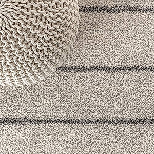 JONATHAN Y MOH201A-8 Williamsburg Minimalist Stripe Indoor Farmhouse Area-Rug Bohemian Minimalistic Easy-Cleaning Bedroom Kitchen Living Room Non Shedding, 8 X 10, Cream,Gray