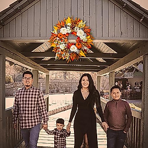 Soosubel Fall Wreaths for Front Door Thanksgiving Harvest Festival Wreath for Home Decor, Handmade Porch Autumn Wreath for Outdoor, Indoor