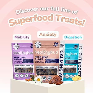 healthybud Calming Aid Supplement, Natural Duck Dog Treats & Toppers for Stress Relief - Dog Separation Anxiety, Stress Reduction, Aggression Relief - Support Calm, Immunity Health (14.1 Ounces)