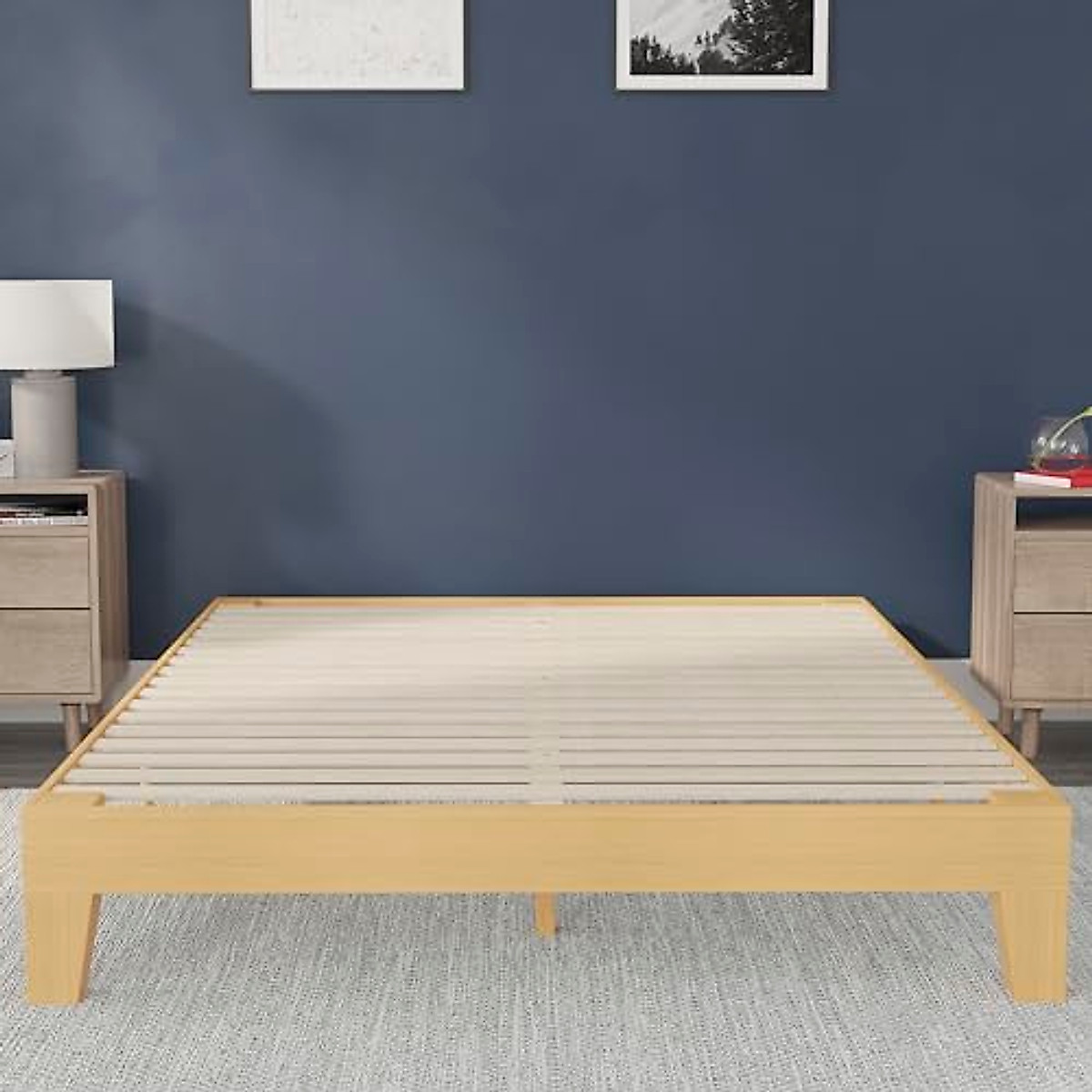 Flash Furniture Evelyn Wooden Platform Bed - Natural Pine Finish - Full - Wooden Slat Support - No Box Spring Required - Easy Assembly
