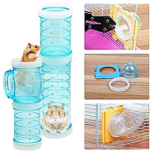 Hamster Tubes Set, FULANDL Transparent Hamster Cage Adventure External Pipe, Creative DIY Assorted Connection Tunnel Track Hamster Toys to Expand Space for Small Animals Like Hamster, Mouse-2.16In