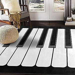 ALAZA Music Piano Keys Black White Area Rug Rugs for Living Room Bedroom 7' x 5'