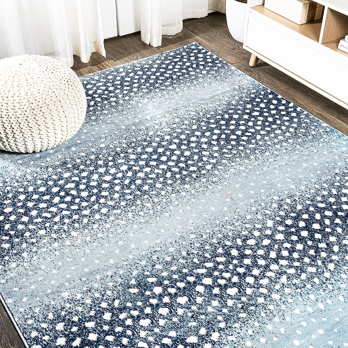 JONATHAN Y SAF100D-5 Antelope Modern Animal Indoor Area-Rug Casual Contemporary Striped Easy-Cleaning Bedroom Kitchen Living Room Non Shedding, 5 X 8, Blue/Cream