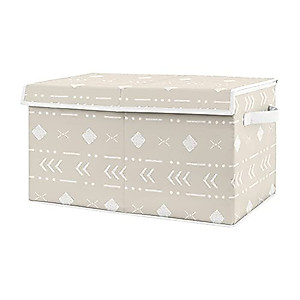 Sweet Jojo Designs Boho Aztec Geometric Boy Girl Small Fabric Toy Bin Storage Box Chest For Baby Nursery Kid Room - Gender Neutral Beige Taupe Tan White Bohemian Southwest Tribal for Llama Collection