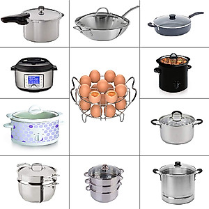 Maxracy Stackable Egg Steamer Rack Trivet 9 holes with Heat Resistant Handles for Instant Pot Accessories Stainless Steel Egg Assit fits 6qt 8qt Pressure Cooker(9 Holes Handle Set)