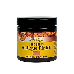 Fiebing's Antique Finish (4 oz) - Two-Toned Effect Emphasizes Leathercraft Embossing - Antiquing & Restoration Paste for Contrasted Accent Finish on Leather Boot, Shoe, Purse, Belt (Dark Brown)