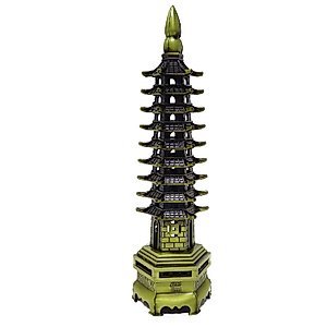 Honbay 1PCS Metal Alloy WenChang Tower Model Statue Feng Shui Decoration Buddhism Temple Decoration Garden Miniature for Office Home Desktop Ornaments (9 Level, 7.1")