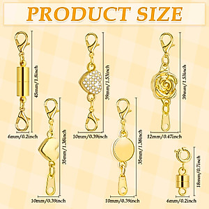 Paxcoo 12Pcs Magnetic Necklace Clasps and Closures, Locking Magnetic Jewelry Clasps, Magnetic Necklace Extender, Necklace Clasp Helper for Necklaces, Bracelets and Jewelry