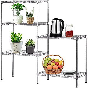 MACRO GLOBE 5-Tier Changeable Assembly Carbon Steel Standing Shelf Units,Heavy Duty Shelving Unit(350 lbs Loading Capacity),Wire Shelving Unit for Home&Kitchen,Size 21.25" x 11.42" x 59.06"(Silver)