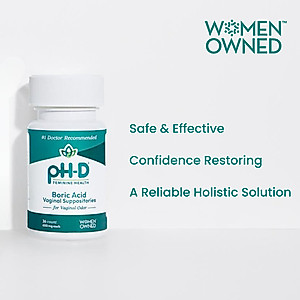 pH-D Feminine Health - 600 mg Boric Acid Suppositories - Woman Owned - for Vaginal Odor Use - 36 Count