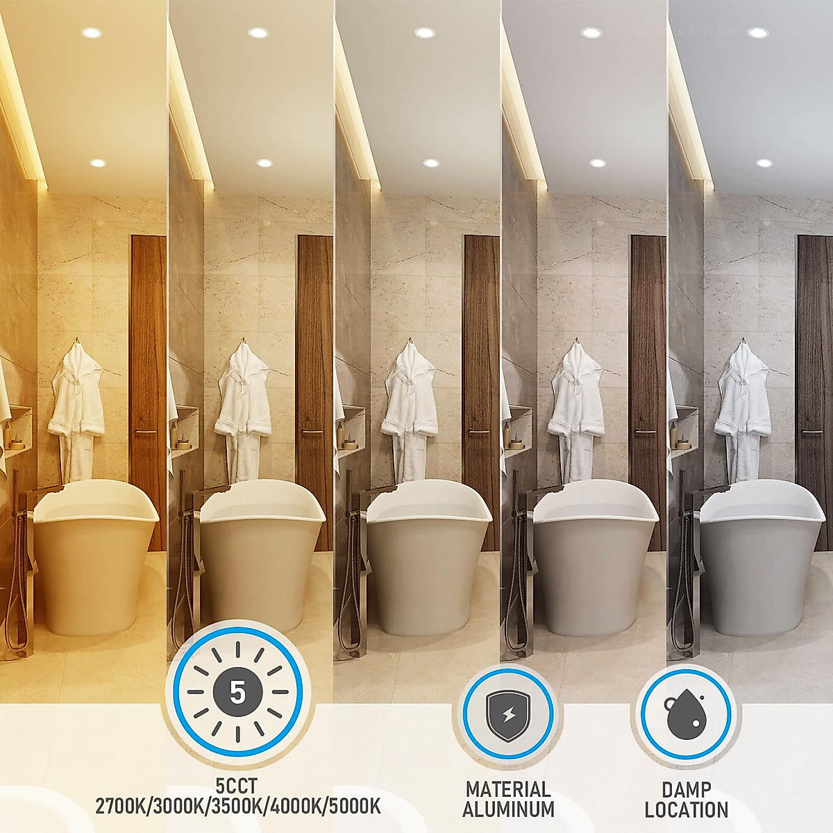 TORCHSTAR 16-Pack Ultra-Thin LED Recessed Lighting 4 Inch 5CCT with Junction Box, Aluminum, 2700K-5000K Selectable, 10W Dimmable Slim LED Downlight, 700LM High Brightness, ETL & Energy Star