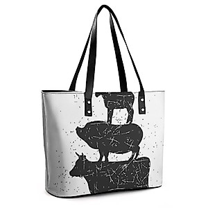 Womens Handbag Farm Animals Leather Tote Bag Top Handle Satchel Bags For Lady