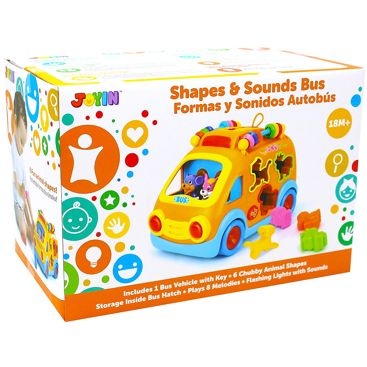 JOYIN Musical Toy, Baby Toy with 3D Animals Shapes, LED Light Up Car for Kids, Infant, Toddler, Interactive Learning Toy, Educational Toy, Easter Basket Stuffers and Gifts