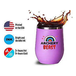 Archery Pink Wine Tumbler 12oz - Archery Bcast - Archery Shot Trainer Crossbow Compound Bow Hunting Arrow