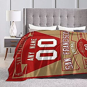 Custom Football Throw Blankets Personalized Ultra-Soft Micro Fleece Blankets with Name Numbers for Fans Gifts