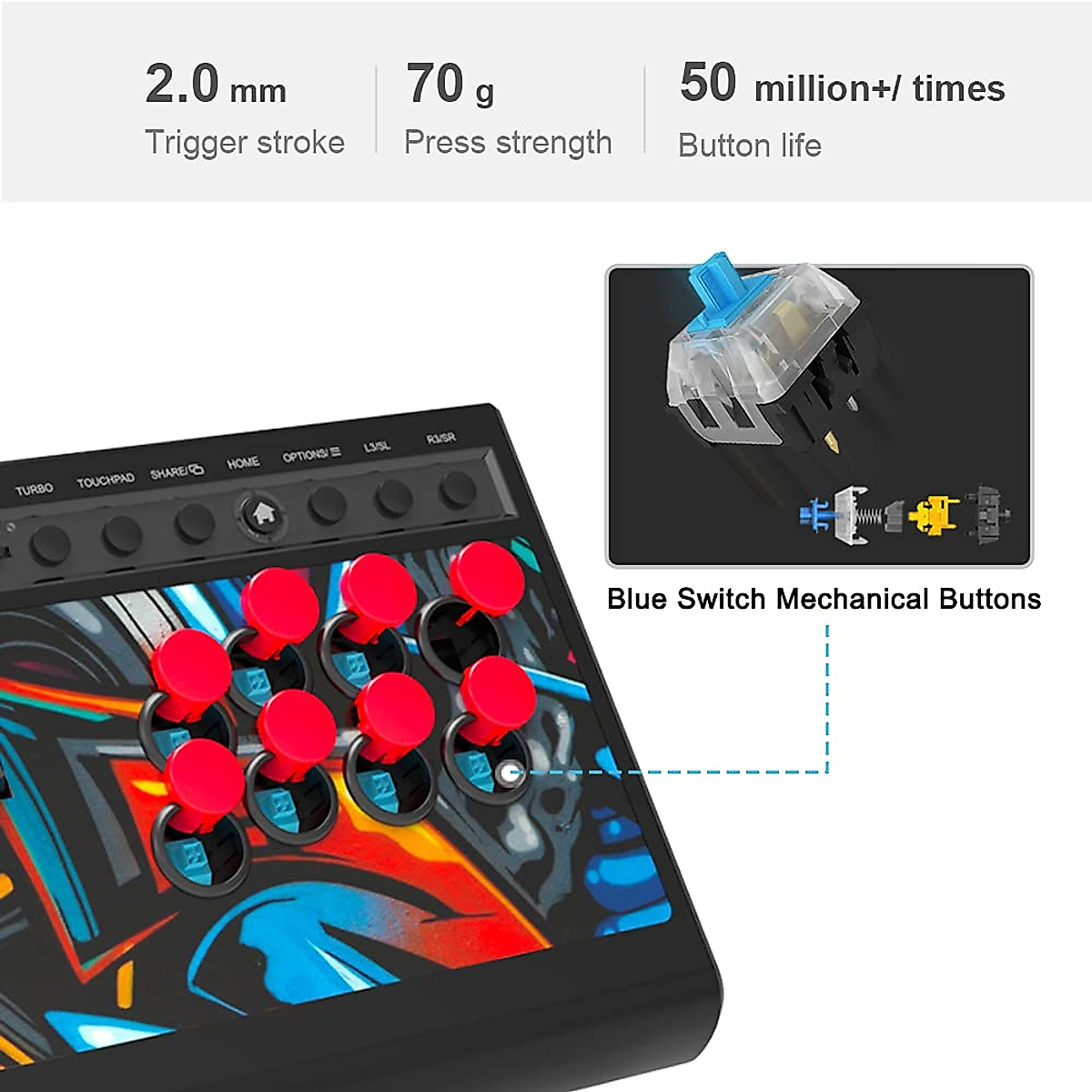 PXN Arcade Stick, X8 Fight Stick Game Controller Joystick Green Axis Mechanical Buttons USB Wired Connection for PC/PS4/PS3/Xbox Series X|S, Xbox One