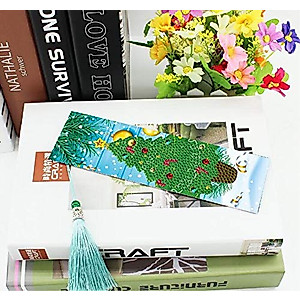 Christmas Bookmark Diamond Painting Kit - pigpigboss 4 Pack 5D Diamond Painting Art Crystal Rhinestones Snowman Bookmark Diamond Painting Set Christmas Tree Diamond Dot Bookmark Book Decor (21 x 6 cm)