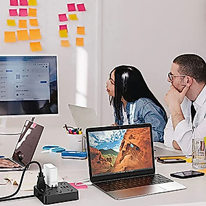 Black Surge Protector Power Strip, TESSAN Flat Plug Extension Cord 5 FT with 6 Outlets 3 USB Charger (1 USB C), 1700J Protection Multiple Outlets Charging Station for Home, Office, College Dorm Room