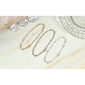 Sterling Silver Heart Loop Link Chain Tennis Bracelet for Women Teens