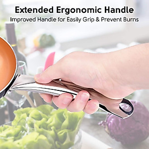 KOCH SYSTEME CS Little Skillet with Lid - 8" Copper Nonstick Frying Pan for Oven & Stove, Small Skillet with Ceramic Coating, Aluminum Nonstick Pan/Pot, 100% PFOA Free, All Stove Tops Compatible