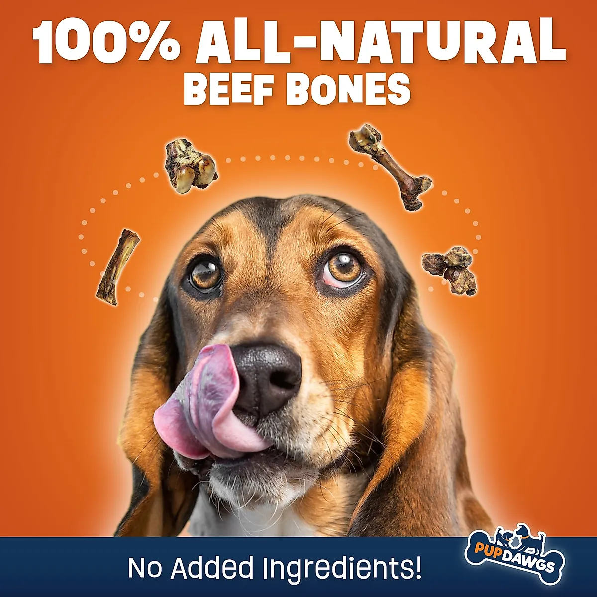 PUPDAWGS Single Ingredient Dog Bones - Made in USA - Beef Femur Bones - Natural Dog Bones for Aggressive Chewers - from USDA Inspected Beef - Hickory Smoked - Individually Wrapped (4 Piece Pack)